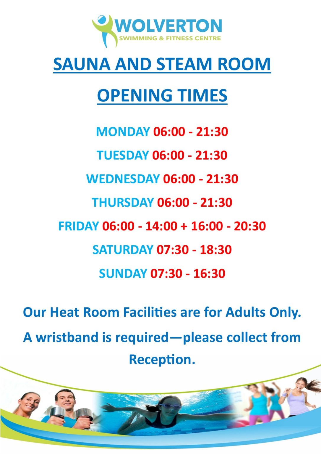 Sauna & Steam Room Opening Hours - Wolverton Swimming & Fitness Centre